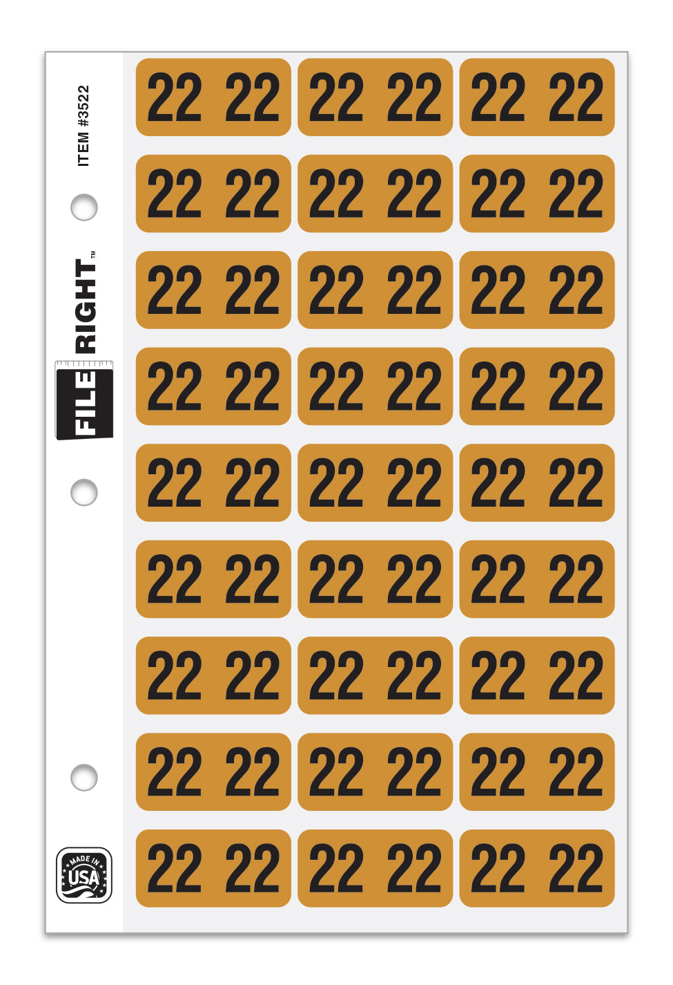 Pack of 270 Year 2022 in Ring book Style | File Right Year Labels
