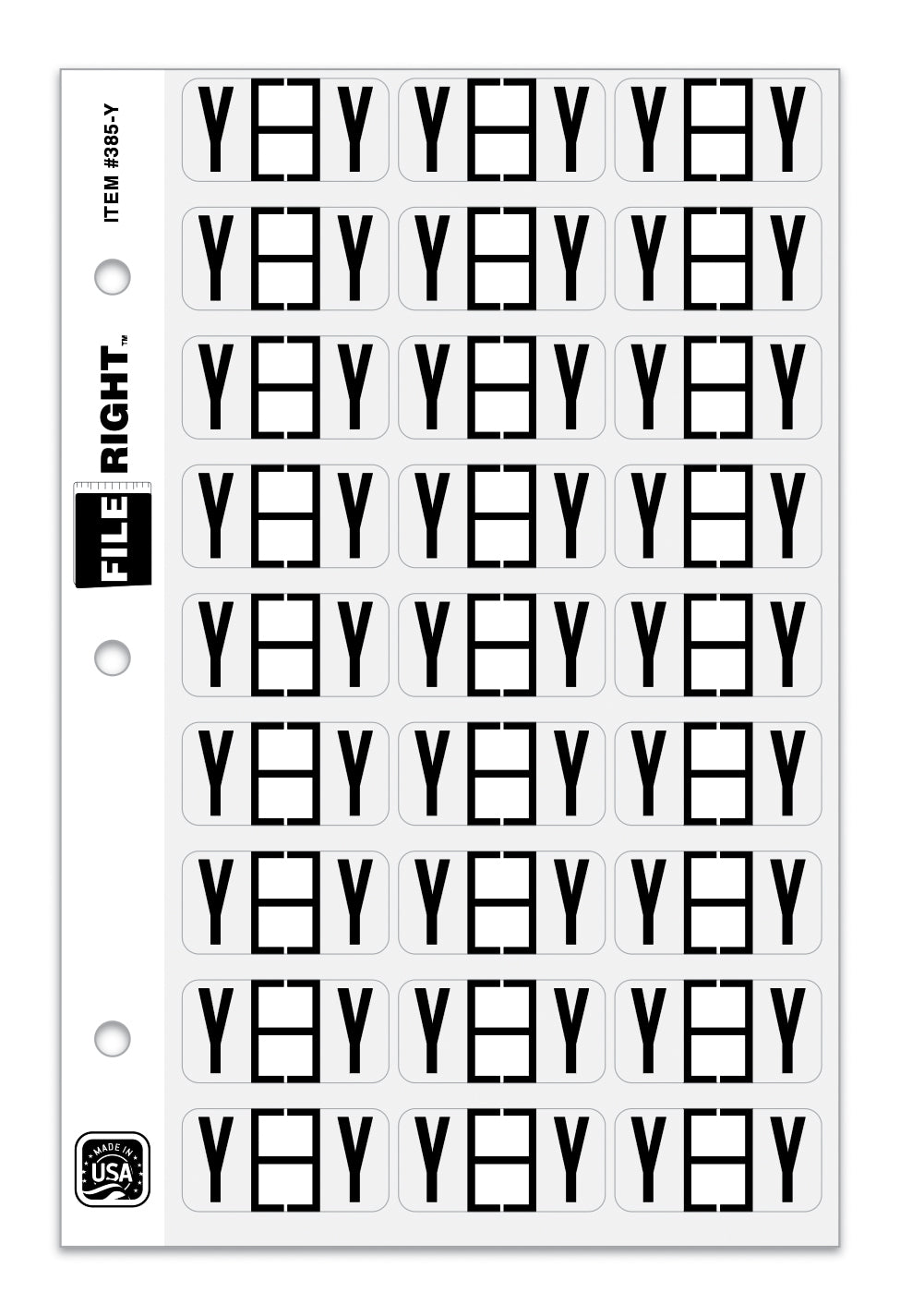 Color-Code Alphabet Letter Y, Ring Book, Pkg. of 270 Labels | File Rig