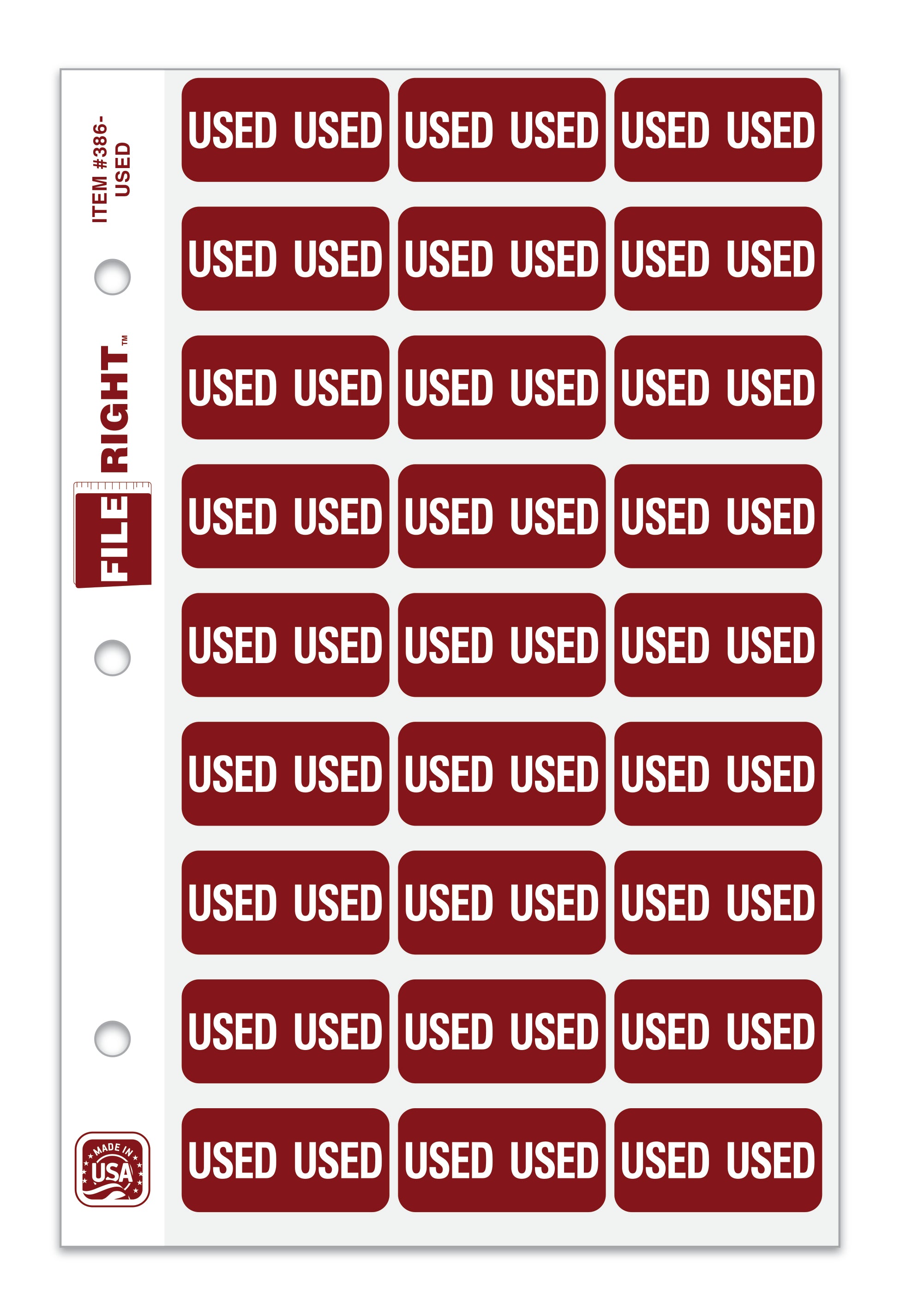Color-Code Auto-Make USED, Ring Book, Pkg. of 270 labels | File Right
